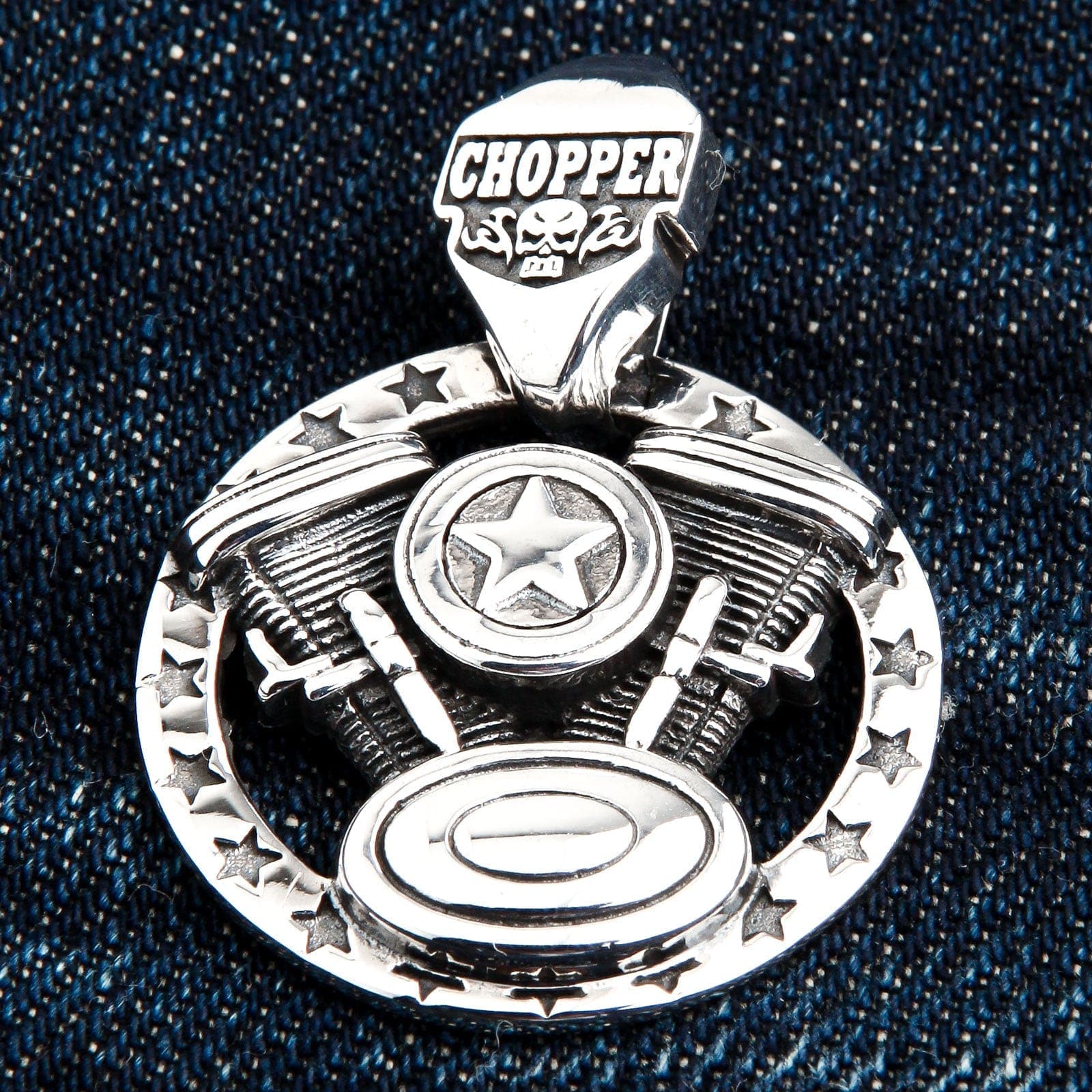 Harley Chopper Engine Sterling Silver Biker Pendant