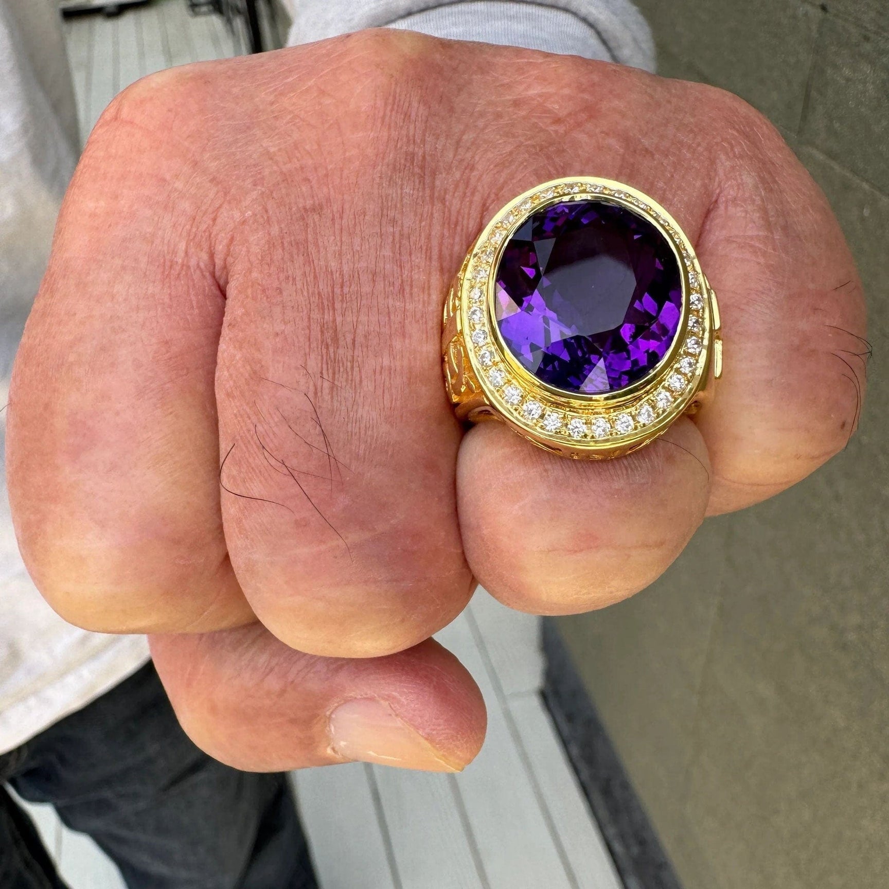 Amethyst Bishop Ring | Yellow Gold Plated