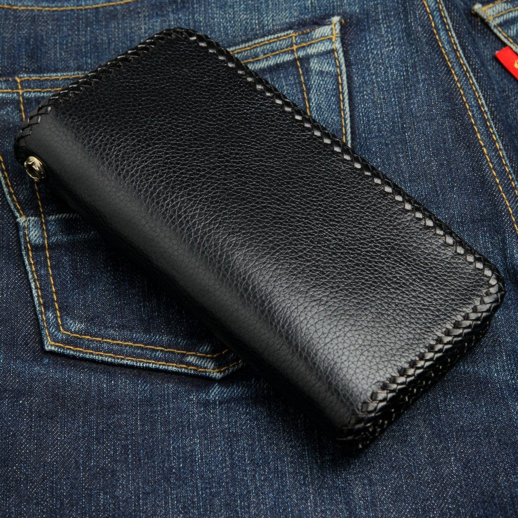 Red Stingray Leather Gothic Cross Biker Wallet | Handmade