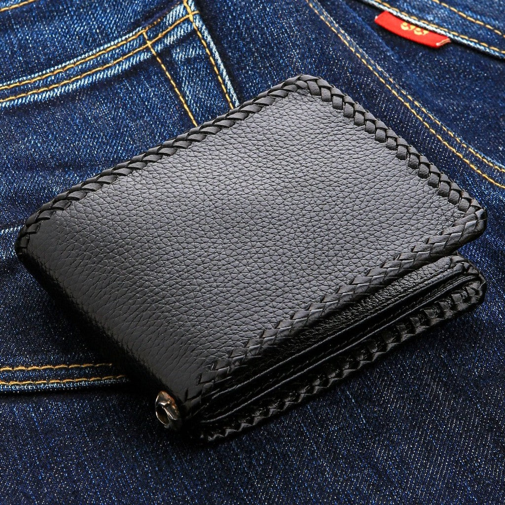 Blue Stingray Leather Biker Wallet | Handmade Gothic Cross