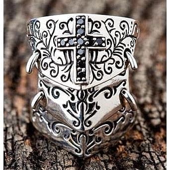 Knight Shield 925 Sterling Silver Medieval Armor Rocker Ring