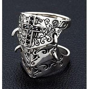 Knight Shield 925 Sterling Silver Medieval Armor Rocker Ring