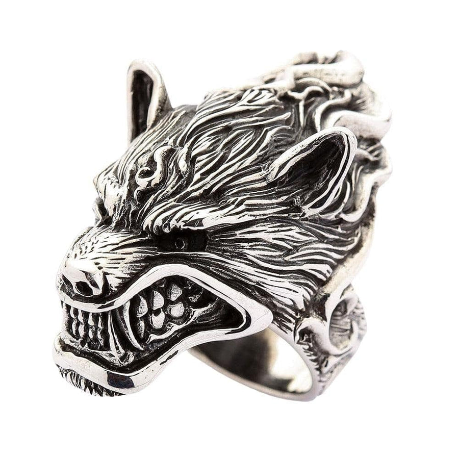 Werewolf Ring – Sterling Silver Wolf Head Statement Jewelry