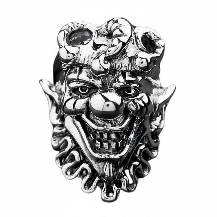 Men's Sterling Silver Joker Ring | Heavy Gothic Clown Ring