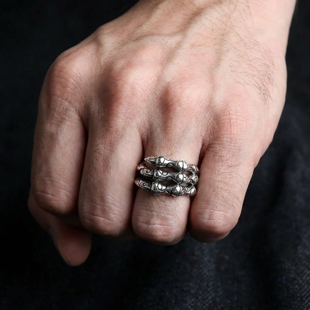 Gotisk kloring – Massiv 925 sterlingsølv biker-ring