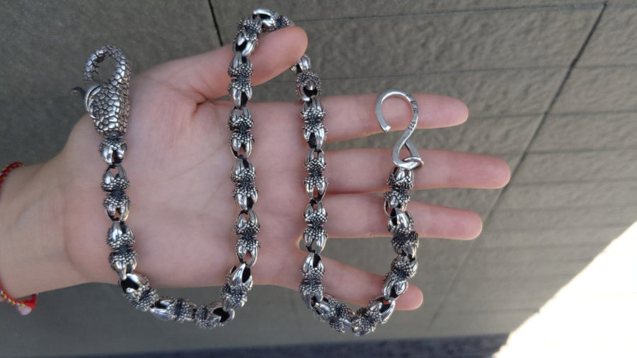 Dragon Claw Sterling Silver Wallet Chain – 22" Handmade Biker Jewelry