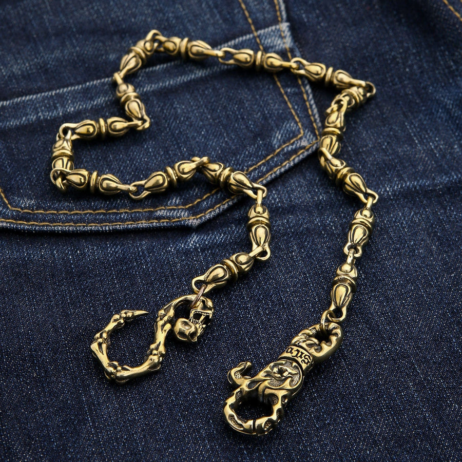Brass Tribal Skull Gothic Wallet Chain