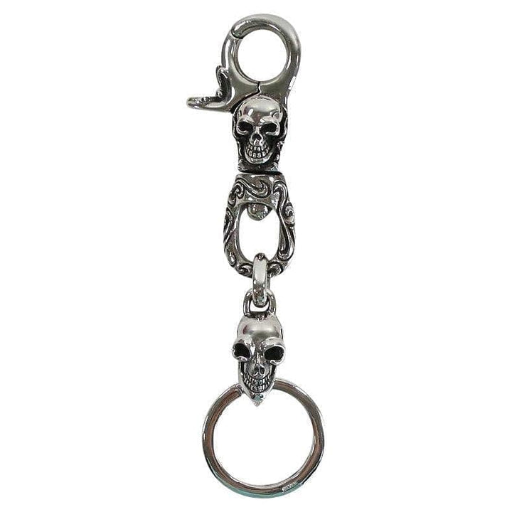 Sterling Silver Skull Gothic Key Chain - Bikerringshop